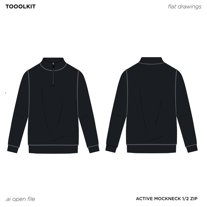 Active Mockneck Jacket Tech Pack: Editable AI Vector Sketch (digital ...