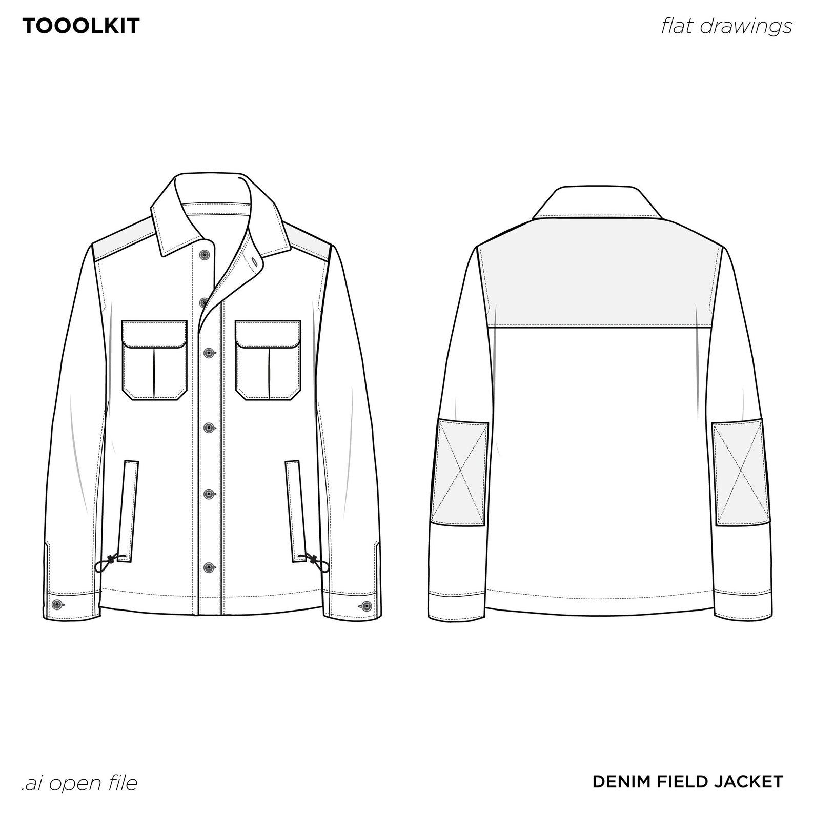 Field Jacket Military Vector Mockup Pack Template Fashion Illustrator ...