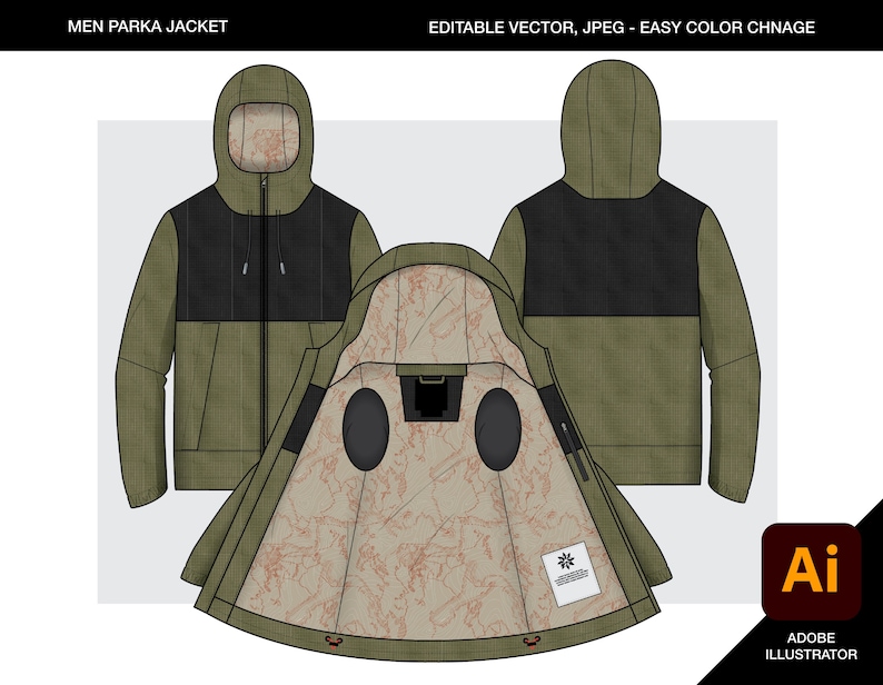 Men Parka Jacket Vector Mockup Pack Template Fashion - Etsy