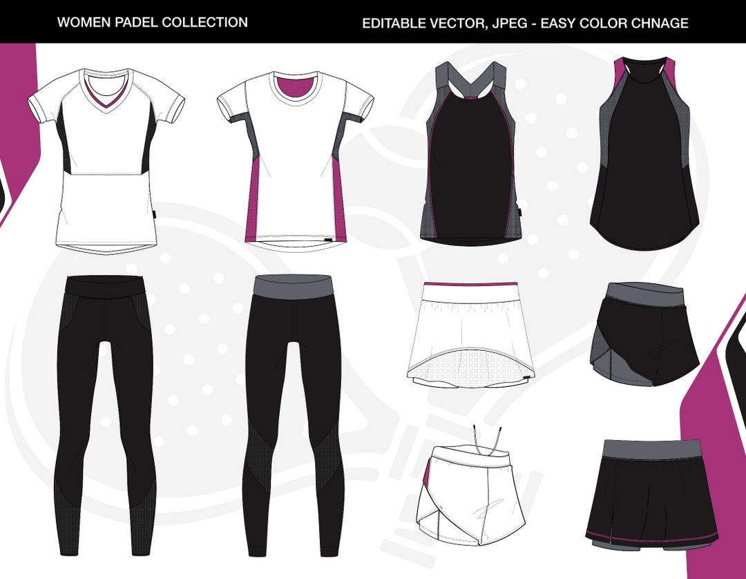 Women Sport Collection Mockup Collection Streetwear Vector Illustration ...