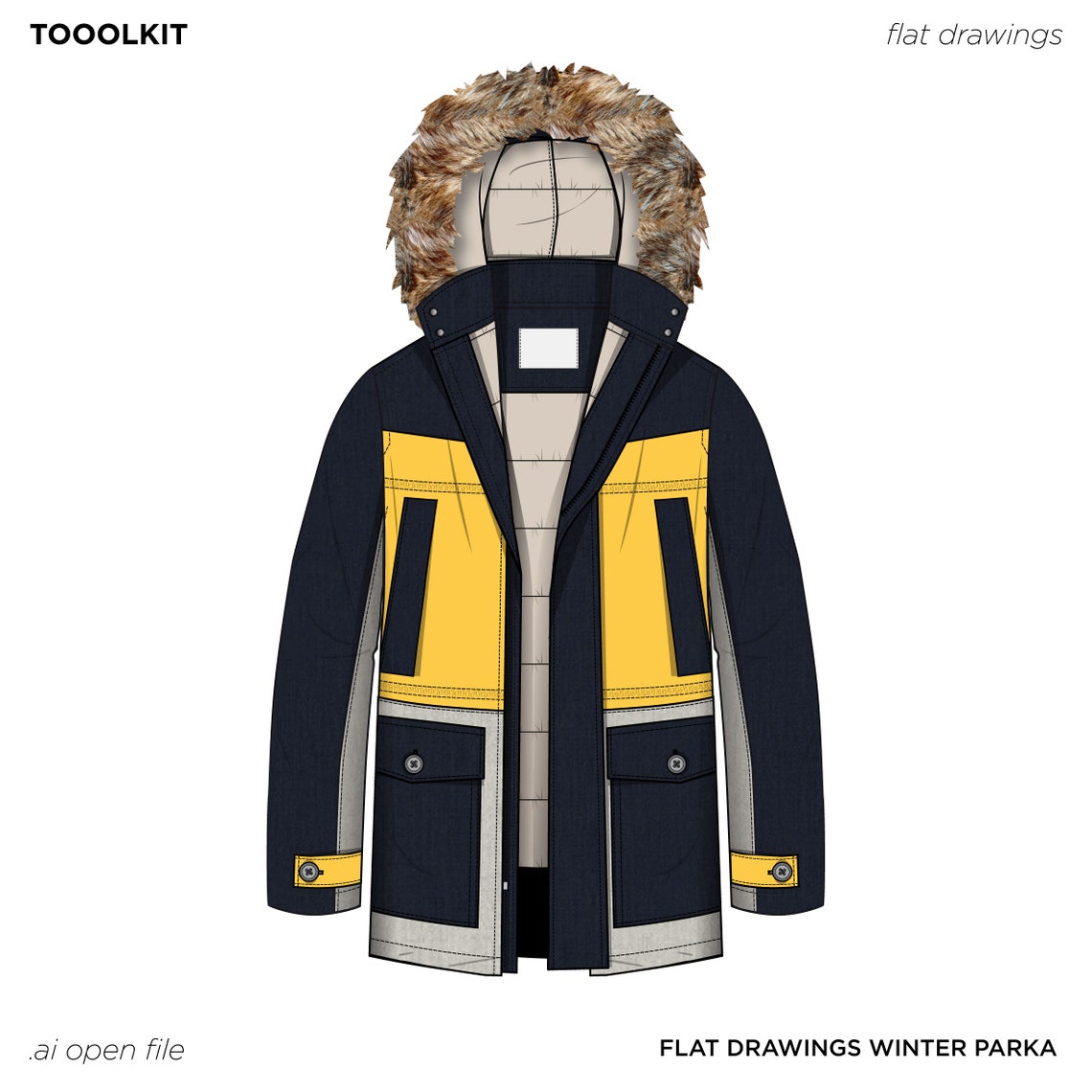 PARKA Vector Mockup Pack Template Fashion Illustrator Tech Pack ...
