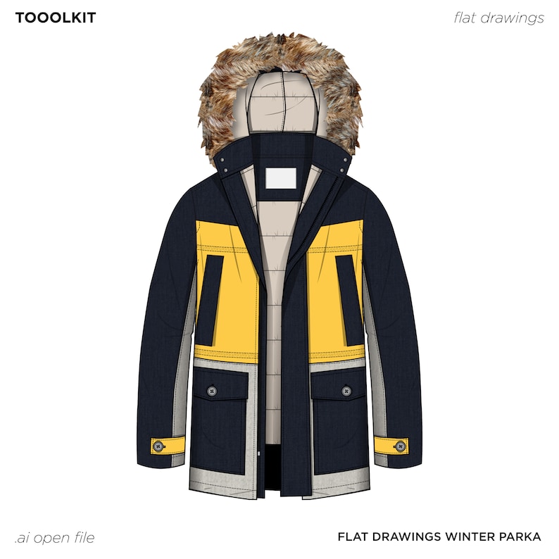 PARKA Vector Mockup Pack Template Fashion Illustrator Tech Pack ...
