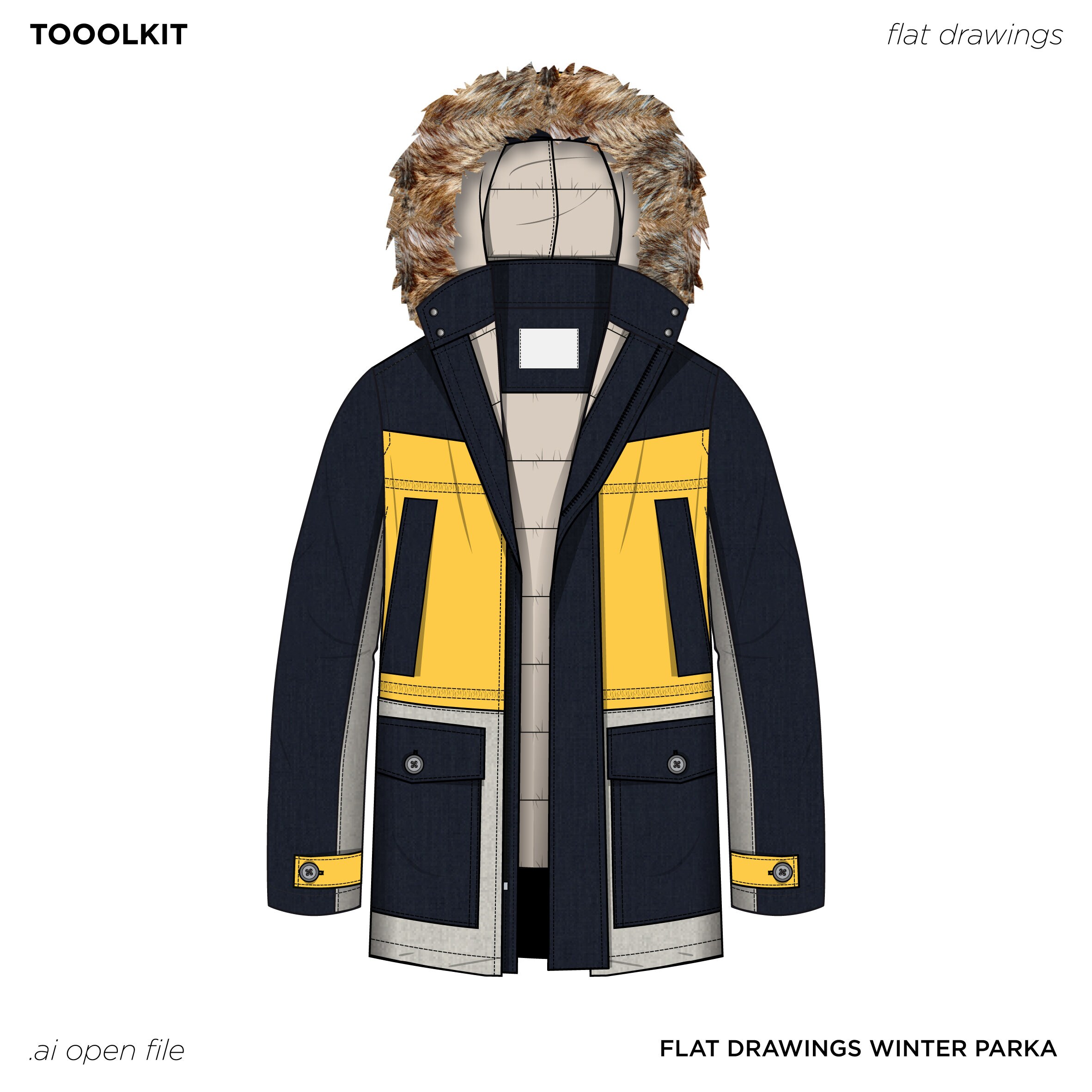 PARKA Vector Mockup Pack Template Fashion Illustrator Tech Pack ...