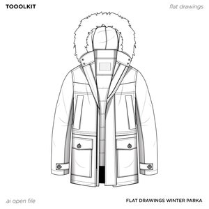 PARKA Vector Mockup Pack Template Fashion Illustrator Tech Pack ...