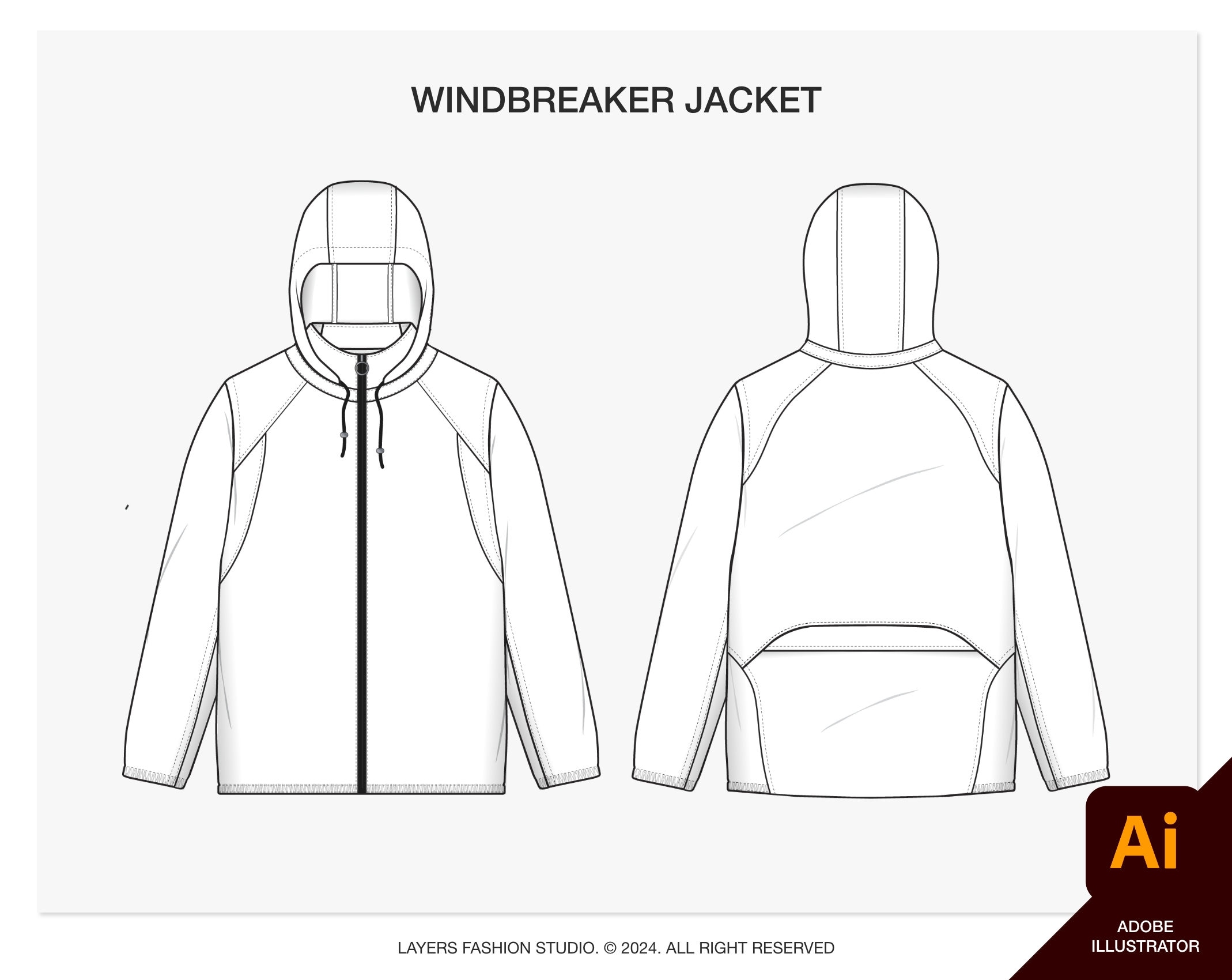 Running Jacket Vector Mockup Pack Template Fashion Illustrator Tech ...