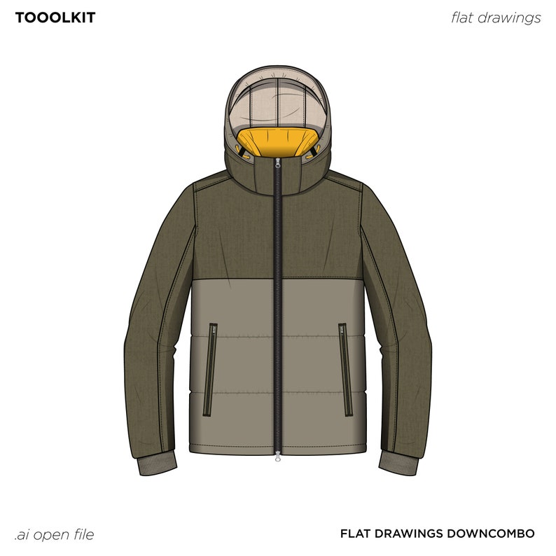 Down Jacket Vector Mockup Pack Template Fashion Illustrator Tech Pack ...