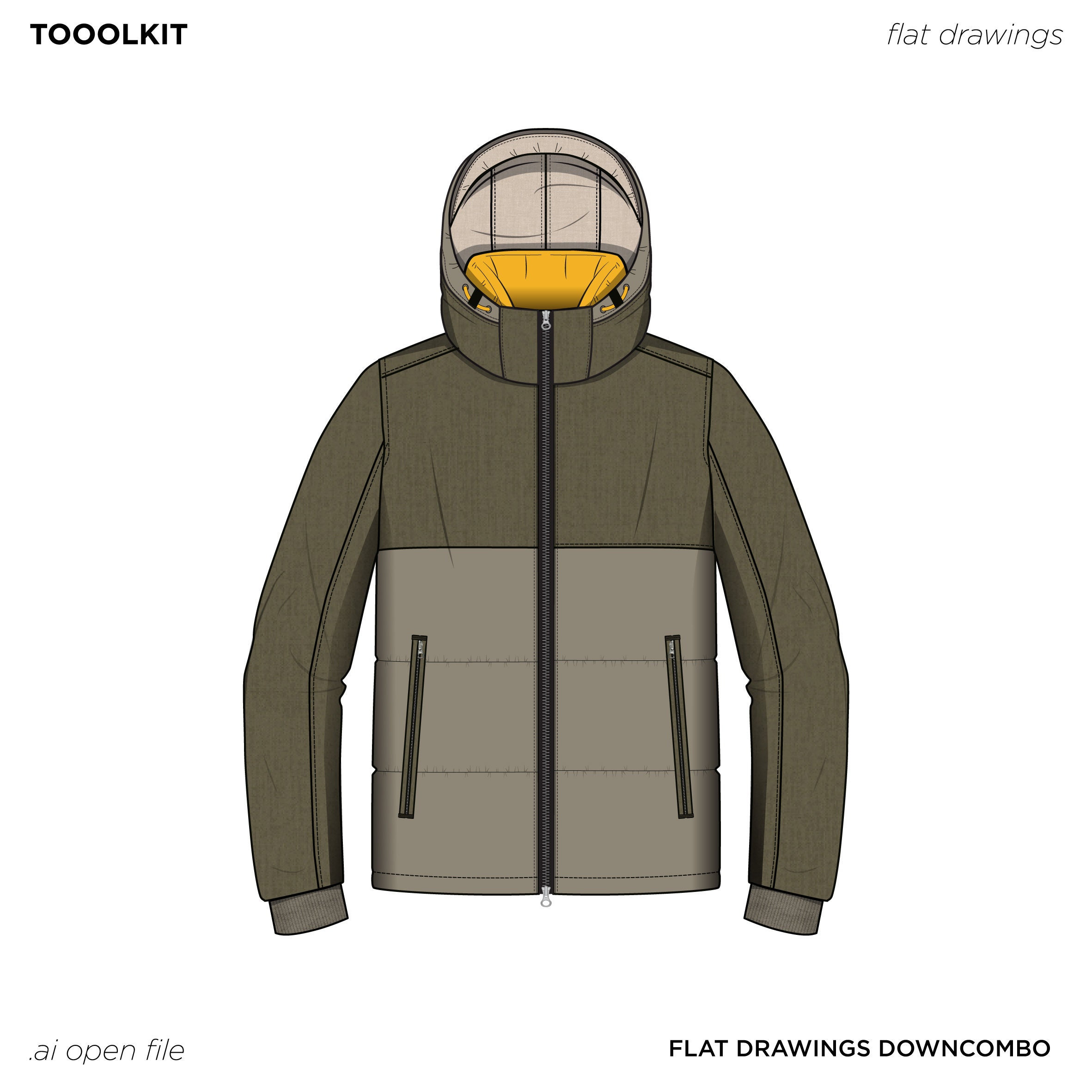 Down Jacket Vector Mockup Pack Template Fashion Illustrator Tech Pack ...