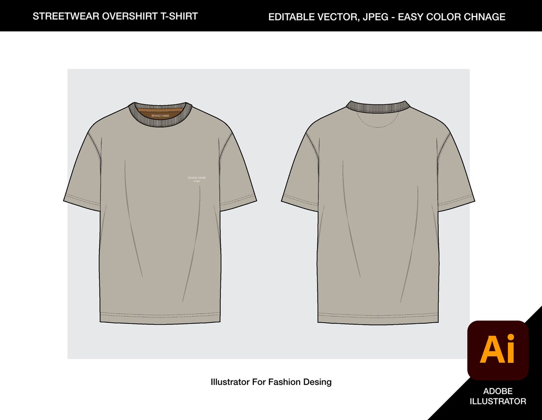 Streetwear Oversize Tee Vector Bundle Vector Tech Pack Illustrator ...
