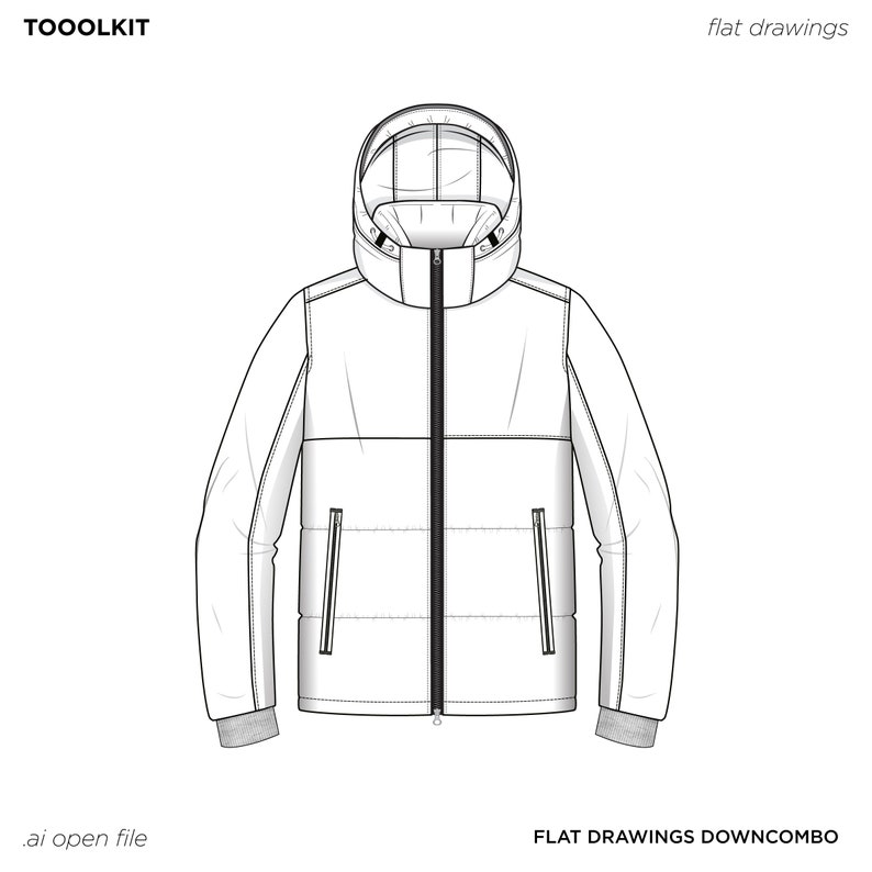 Down Jacket Vector Mockup Pack Template Fashion Illustrator Tech Pack ...