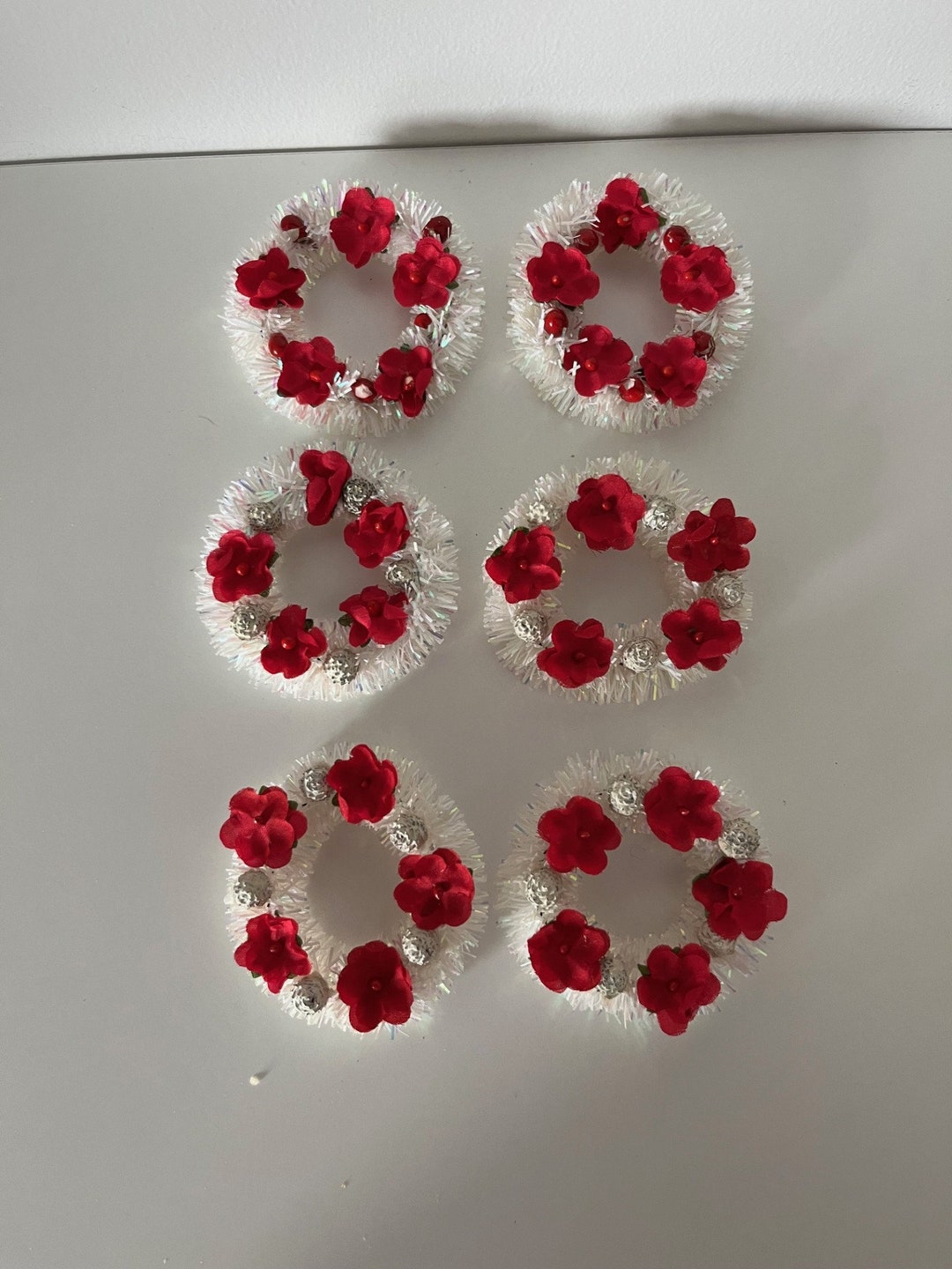 6 Sweet Vintage Mini Wreaths Mini Ornaments, Vintage Christmas ...