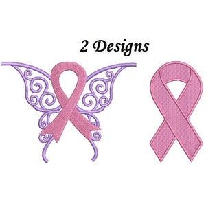 Cancer Ribbon Embroidery Design - 2 Designs - Breast Cancer Awareness ...