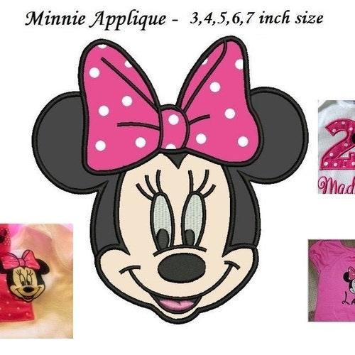 Minnie Mouse Digital Embroidery Machine Applique Design File - Etsy