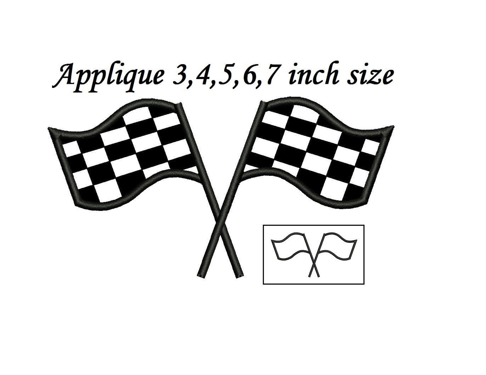 Checkered Flag Applique Design Checkered Flag Machine Embroidery ...