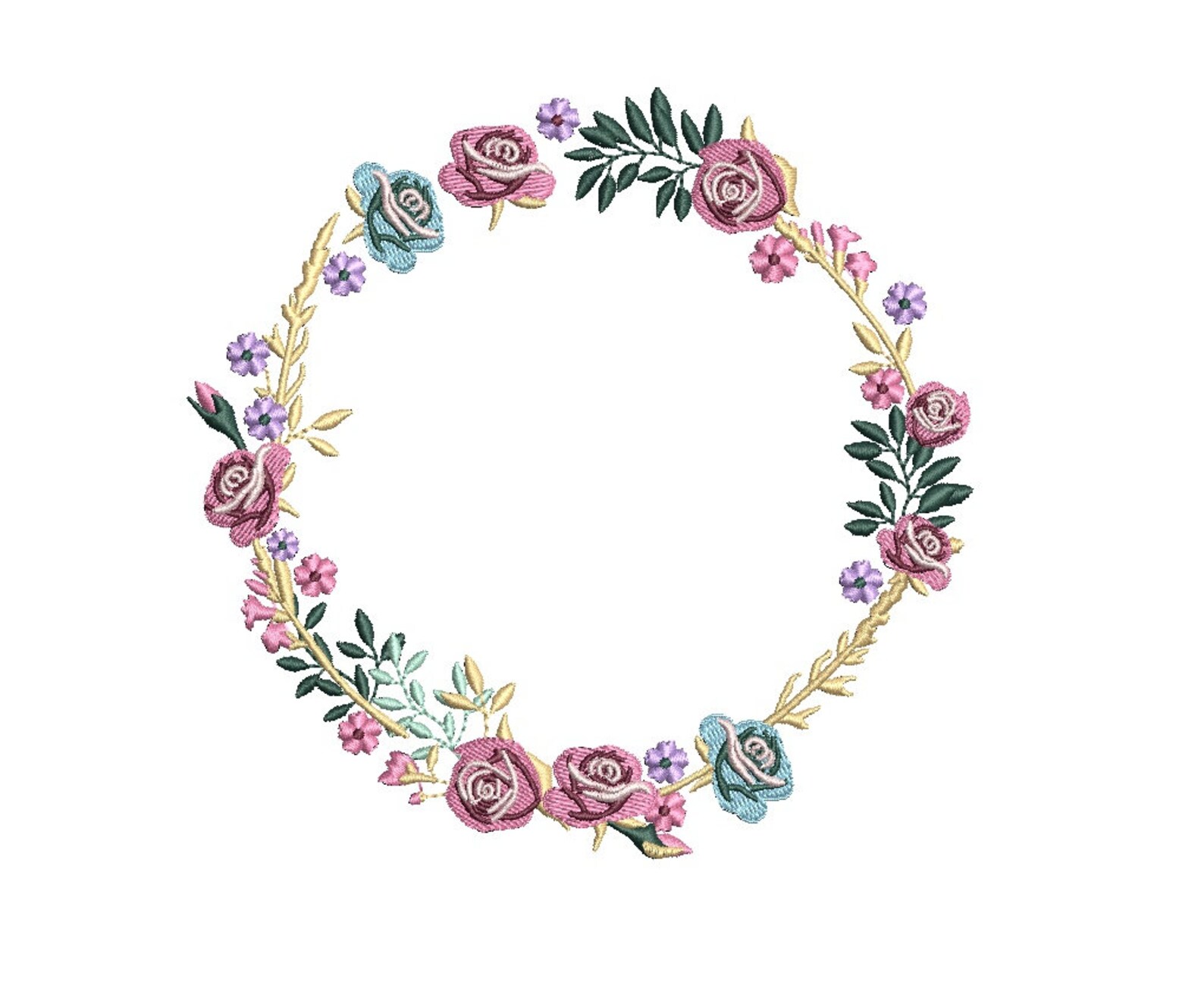 Floral Wreath Embroidery Design Set of 4 Designs FONT - Etsy