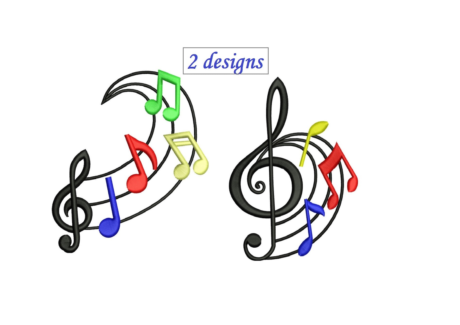 Music Notes Embroidery Design 2 Designs 3456 Inch Size - Etsy