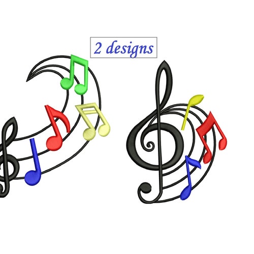 Music Notes Machine Embroidery Design - Etsy