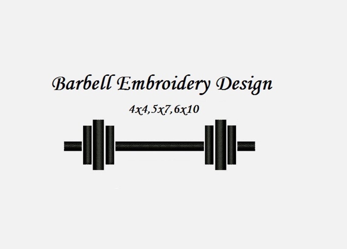 Barbell Embroidery Design 2 Sizes Instant Download | Etsy
