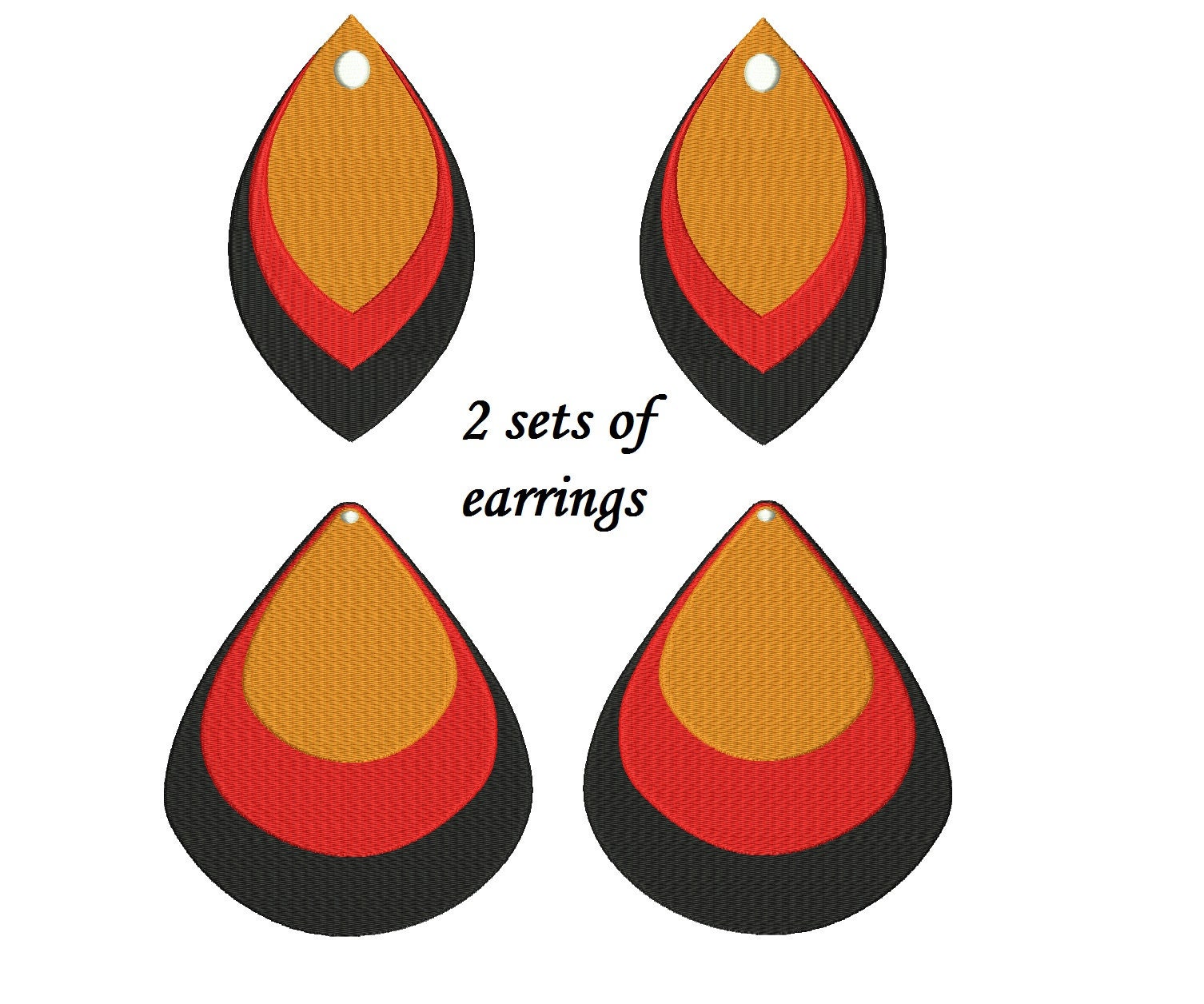 Stacked Earrings Embroidery Designs 2 Designs Instant - Etsy
