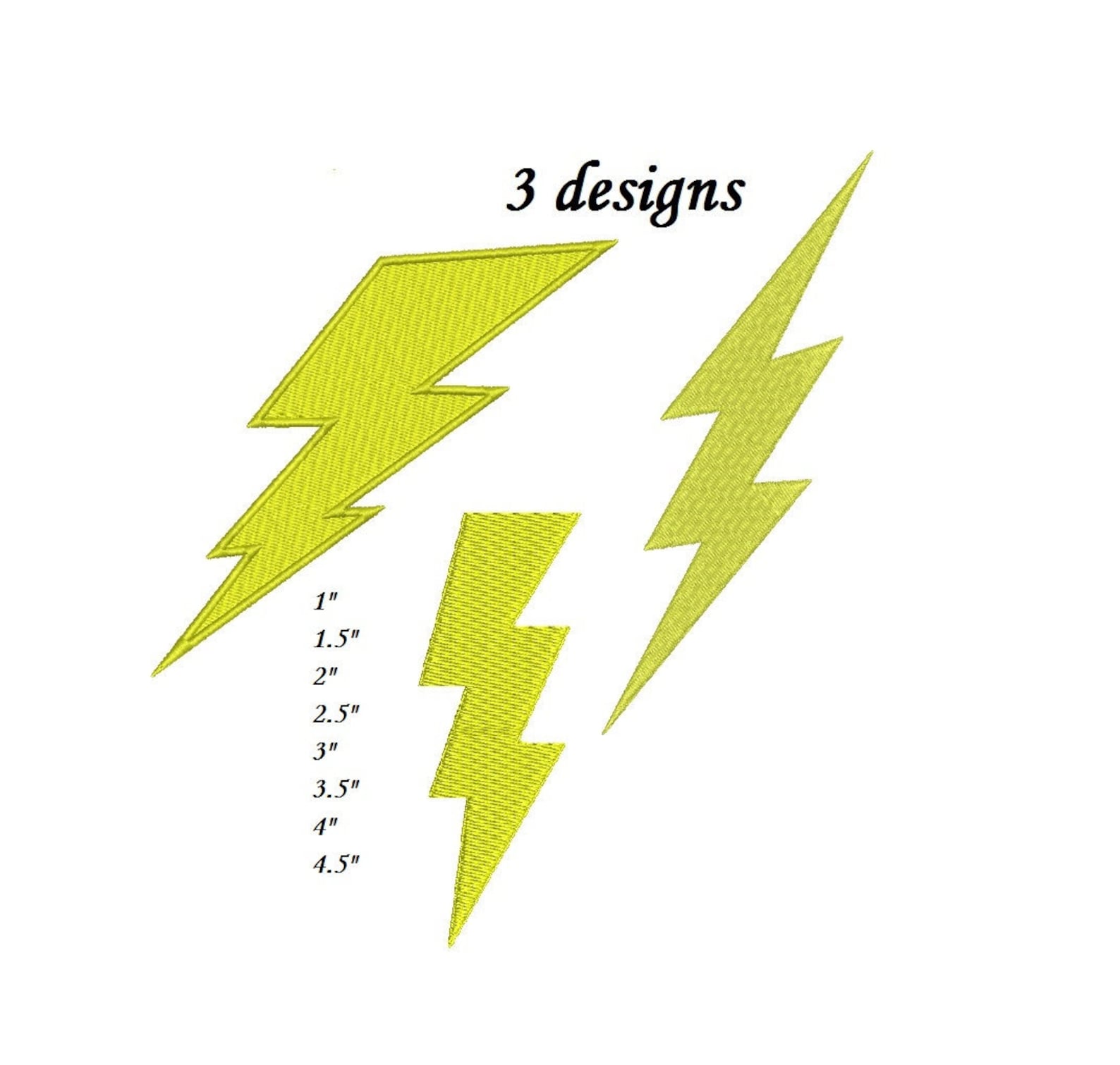 Lightning Bolt Embroidery Design Set of 3 Instant Download | Etsy