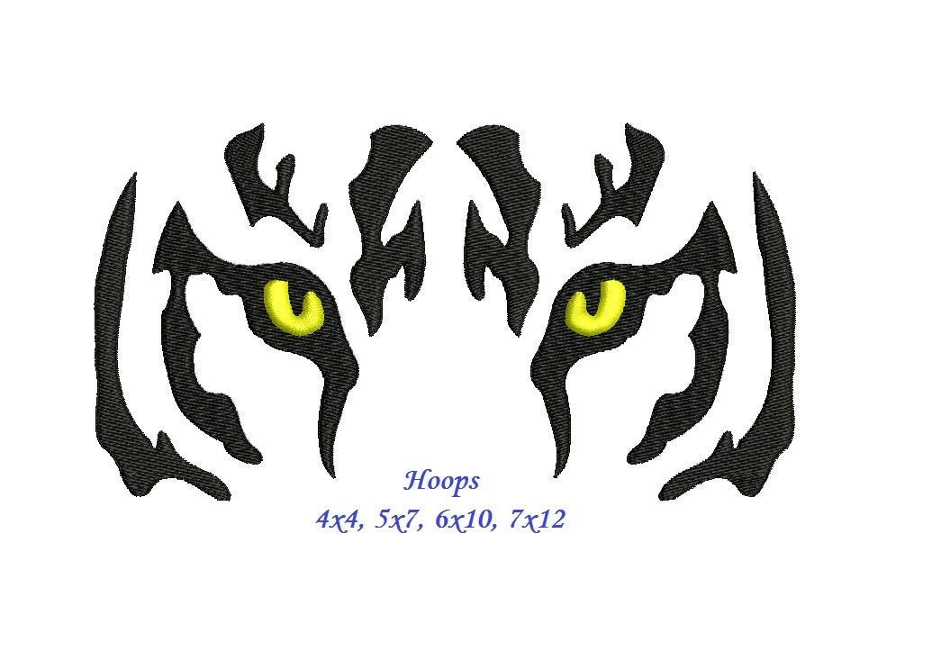 Tiger Eyes Embroidery Design - 4,5,6,7 Inch Size - Instant Download - Etsy