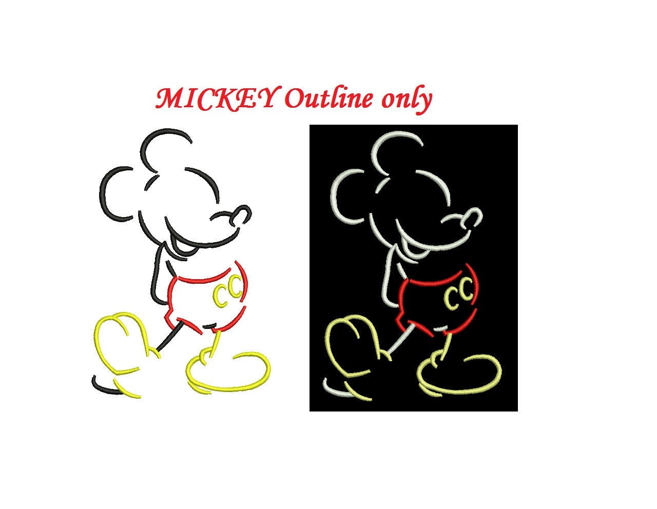 Mickey Mouse Applique Design Outline Only Great for - Etsy