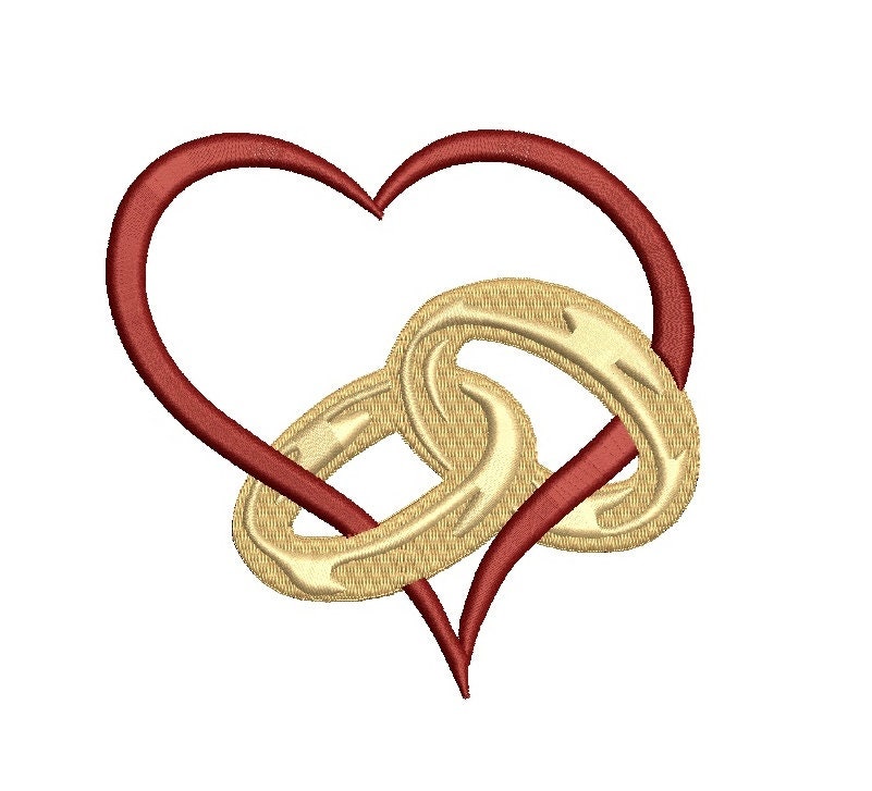 Wedding Ring Embroidery Design 2 Designs Heart Rings - Etsy