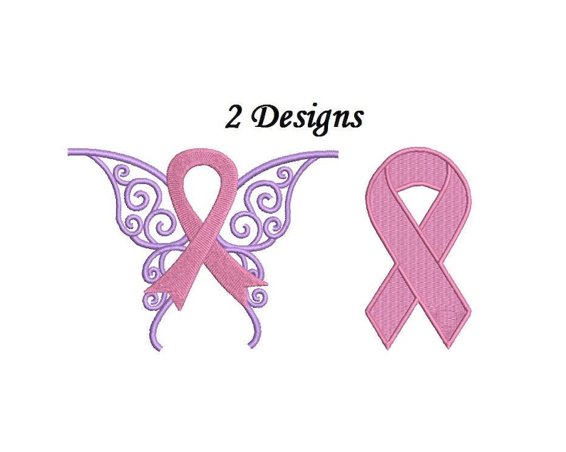 Cancer Ribbon Embroidery Design - 2 Designs - Breast Cancer Awareness ...
