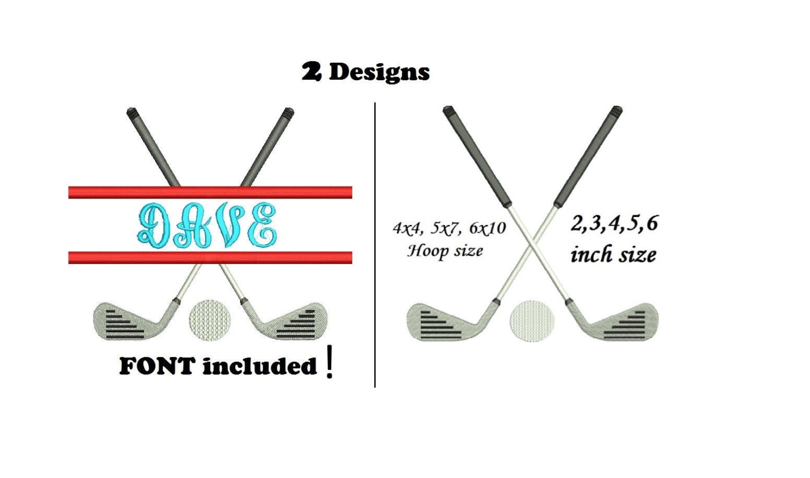 Golf Embroidery Design, 2 Designs Golf Club Embroidery Design, Golf ...