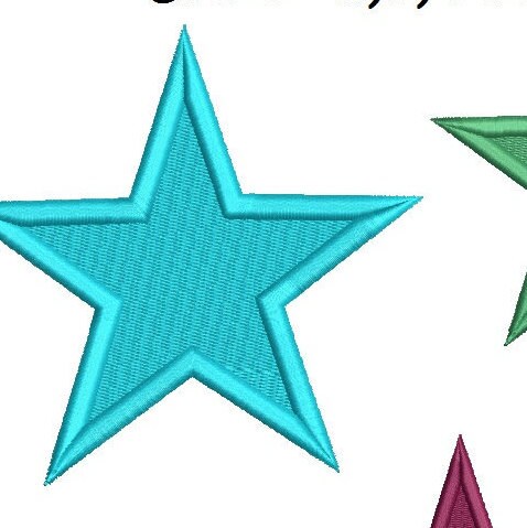 Star Embroidery Design - 3 Sizes 4 Colors Star Embroidery - Star ...