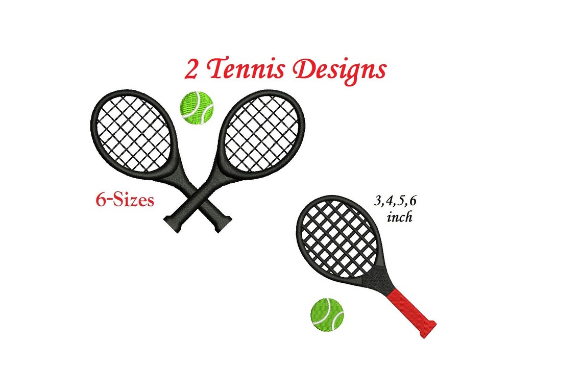Tennis Embroidery Design - 2 Designs - Tennis Racquets Embroidery ...