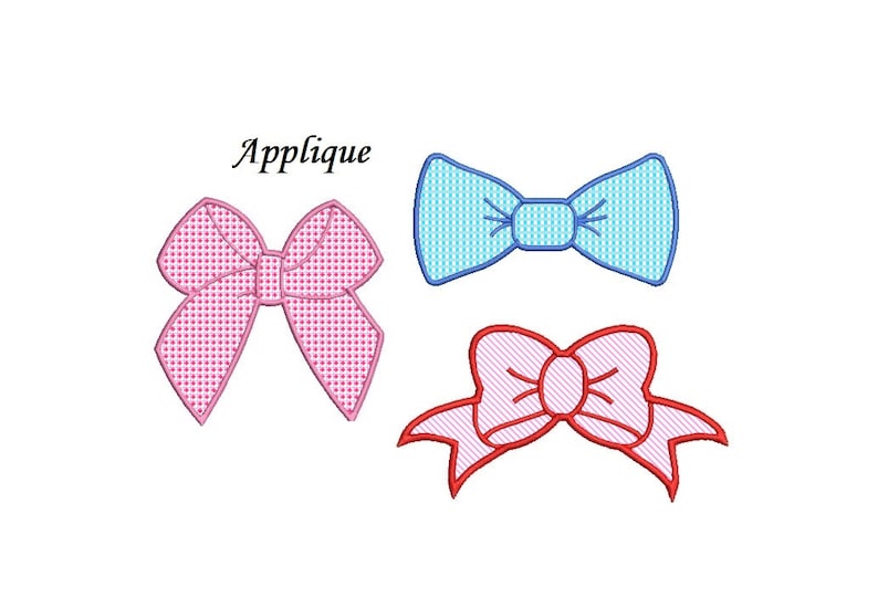Bow Applique Design Set of 3 - 3 Sizes Each Instant Download - Etsy