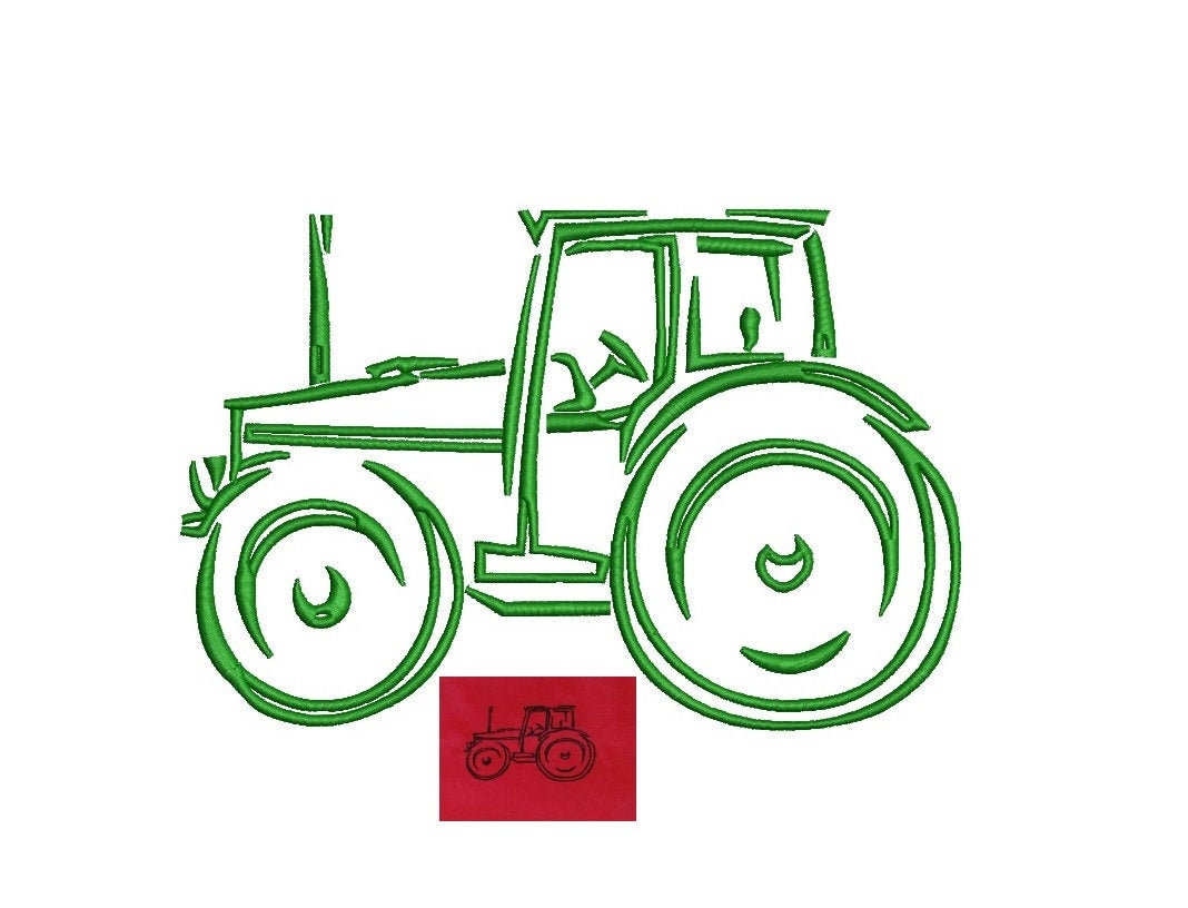 Tractor Embroidery Design - Farm Tractor Embroidery - Satin Stitch Only ...