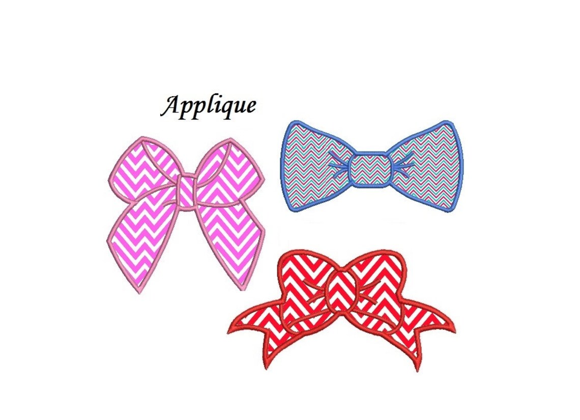 Bow Applique Design Set of 3 - 3 Sizes Each Instant Download - Etsy