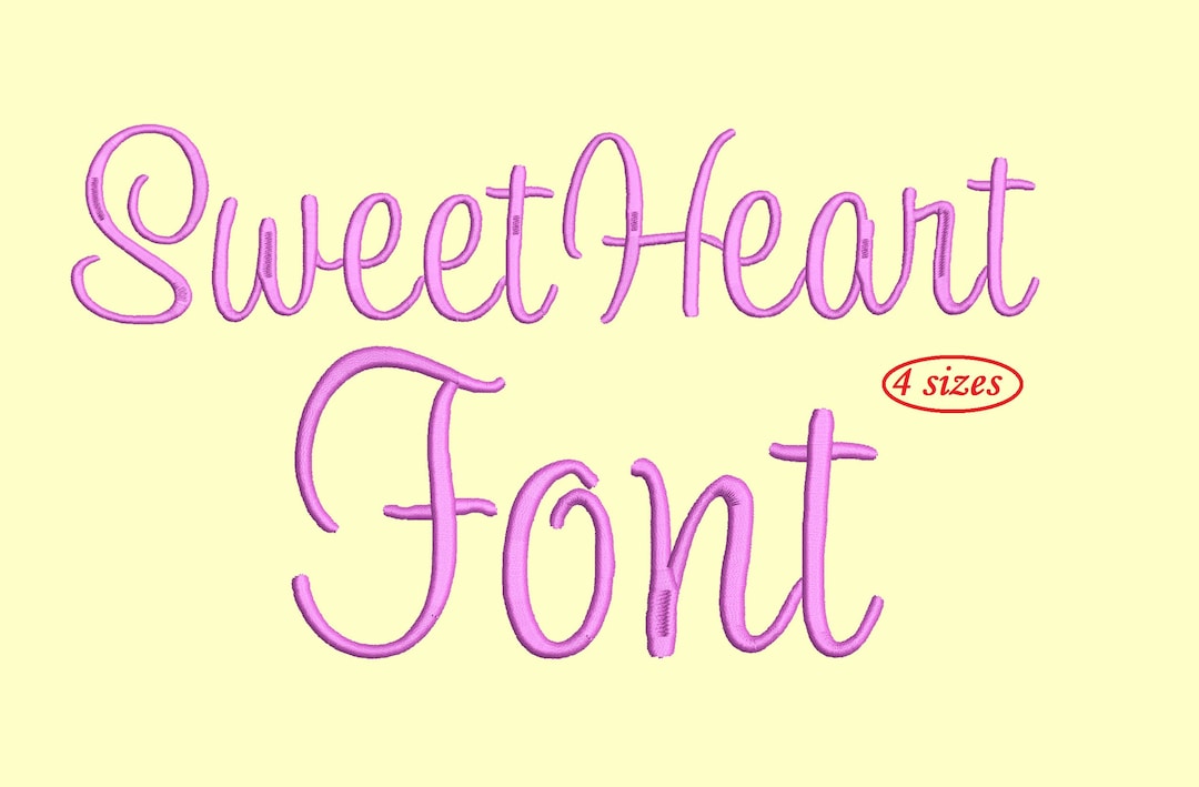 Sweetheart Embroidery Font Alphabet - 4 Sizes Instant Download - Etsy