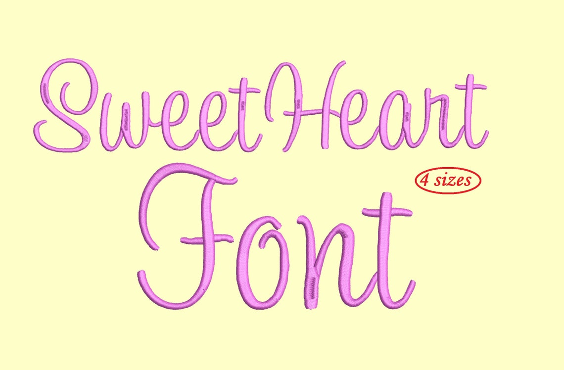 Sweetheart Embroidery Font Alphabet 4 Sizes Instant Download - Etsy