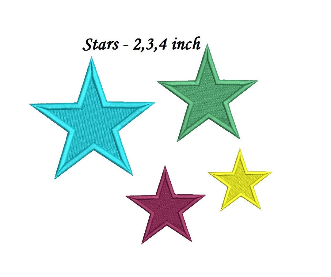 Star Embroidery Design - 3 Sizes 4 Colors Star Embroidery - Star ...