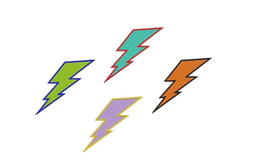 Lightning Bolt Embroidery Design Set of 3 Instant Download | Etsy