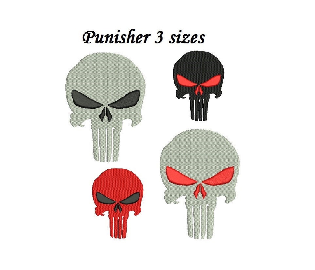 The Punisher Embroidery Design - 3 Design Sizes - Machine Embroidery ...
