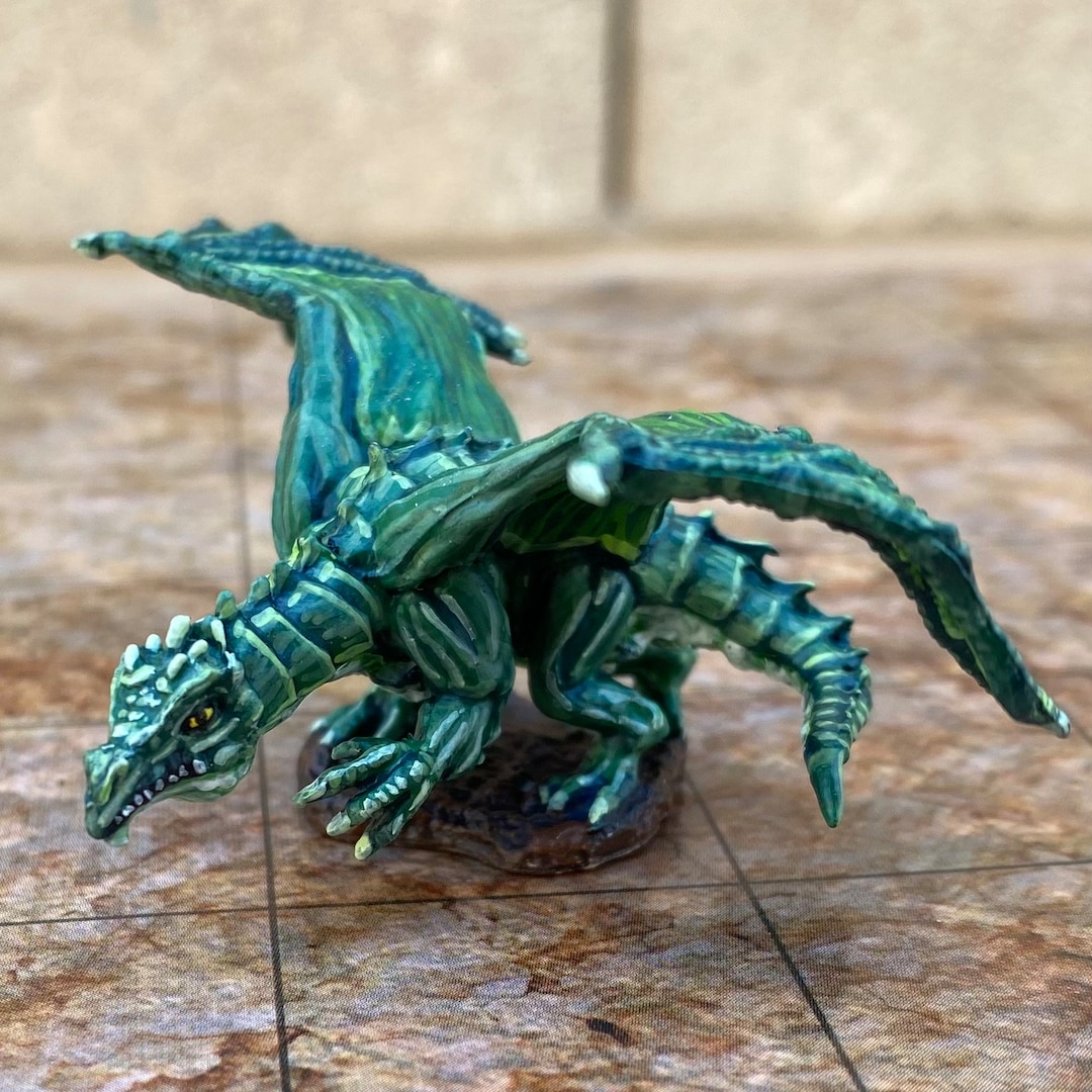 Green Dragon Wyrmling Miniature, Handpainted. for Dungeons & Dragons ...