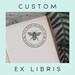 Bee Round Custom Ex Libris Stamp, Bee Custom Library Stamp, Book Stamp ...