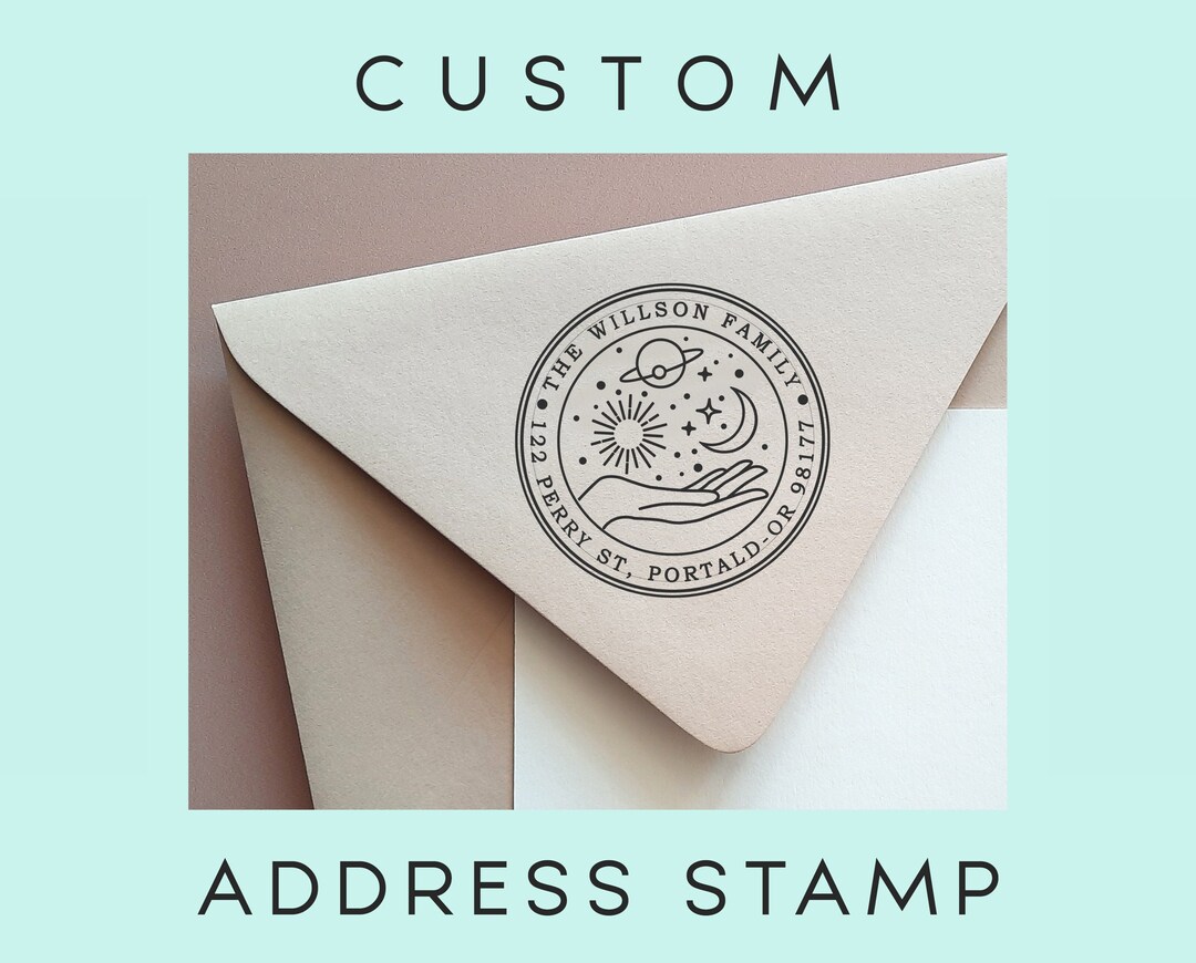 Planets Return Address Stamp, Astronomy Address Stamp, Celestial Mail ...