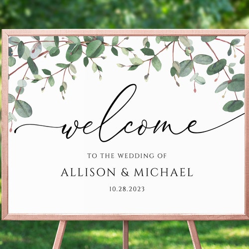 Eucalyptus Welcome Sign Template Wedding Welcome Sign - Etsy