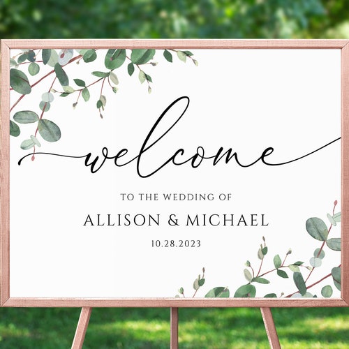 Eucalyptus Welcome Sign Template Wedding Welcome Sign - Etsy