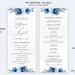 Wedding Program Template, Blue Floral Double Sided Wedding Program ...