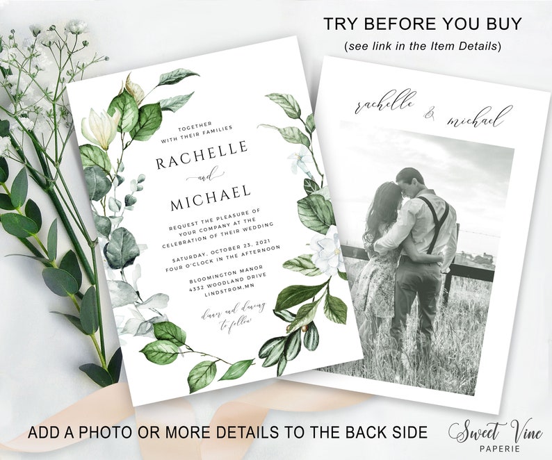 Boho Wedding Invitation Printable Wedding Invitation Set With - Etsy