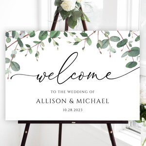 Eucalyptus Welcome Sign Template, Wedding Welcome Sign, Greenery ...