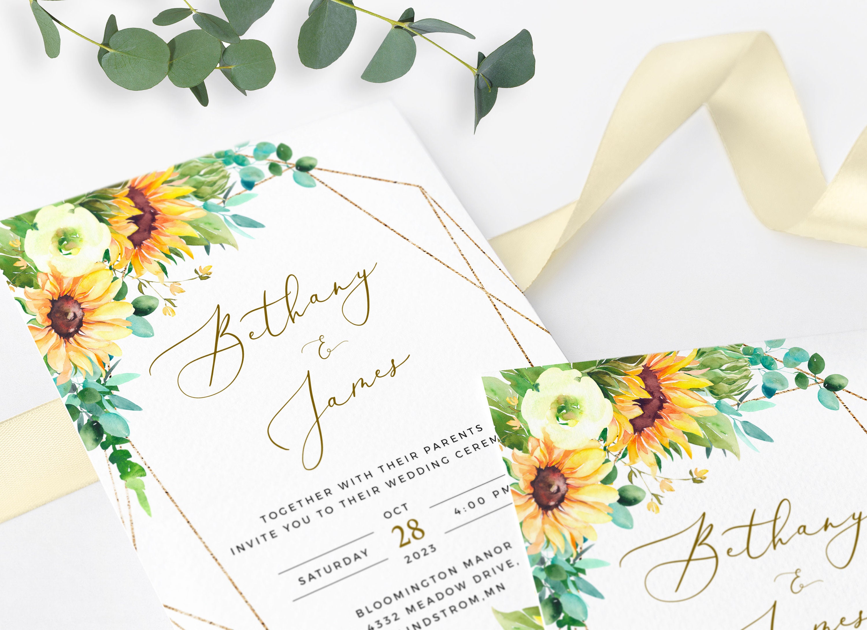 Sunflower Wedding Invitation Sunflower Theme Wedding - Etsy
