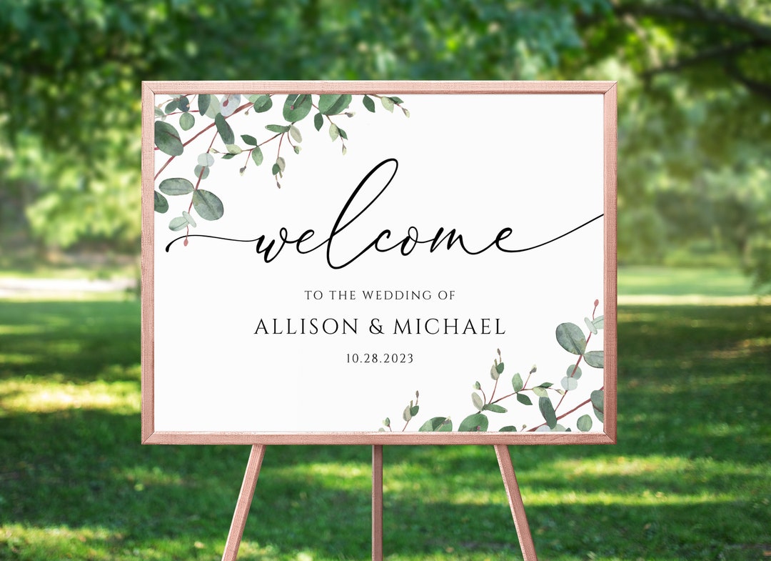 Wedding Welcome Sign Template, Eucalyptus Welcome Sign, Greenery ...