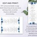 Wedding Program Template, Blue Floral Double Sided Wedding Program ...