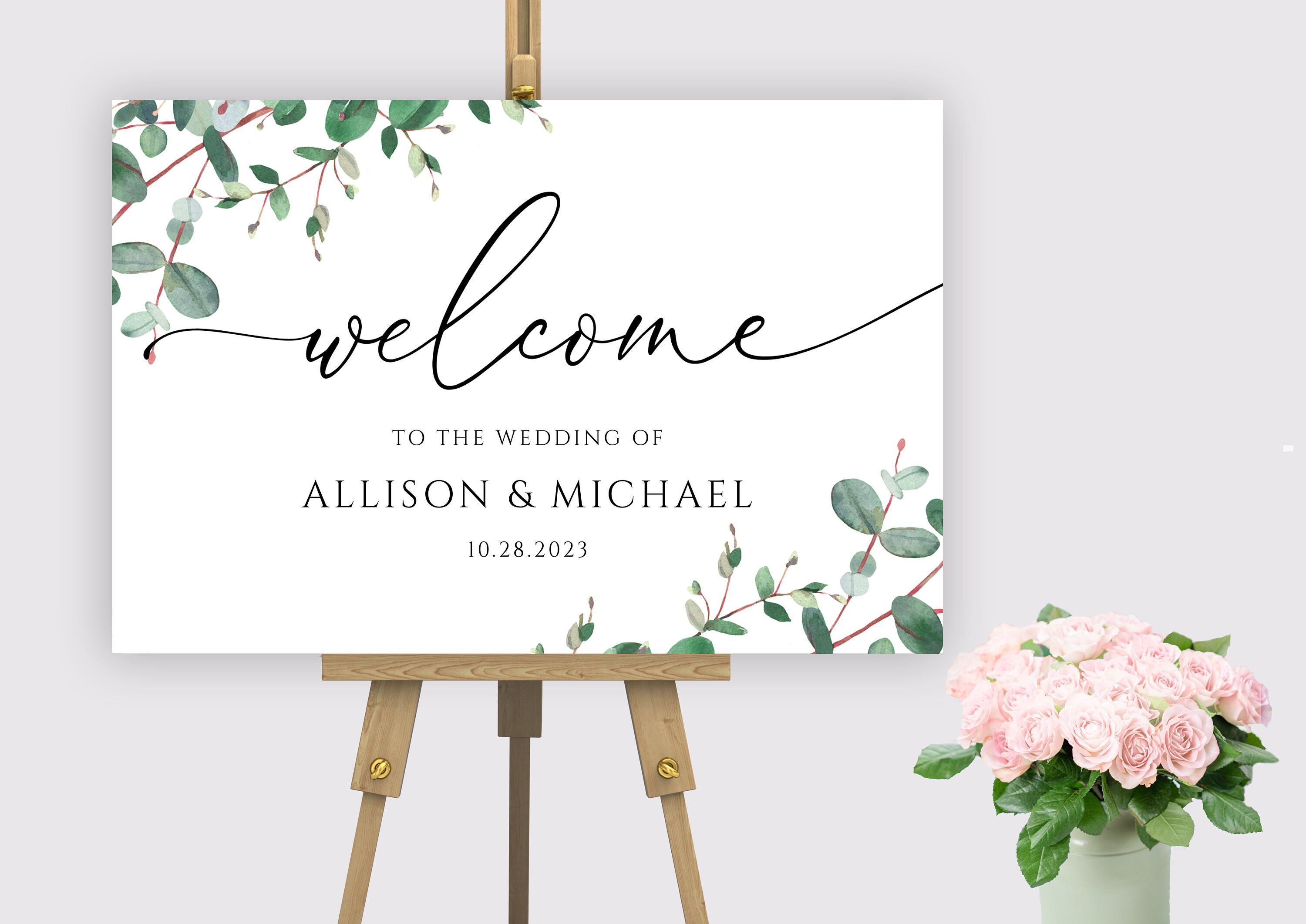 Wedding Welcome Sign Template Eucalyptus Welcome Sign | Etsy
